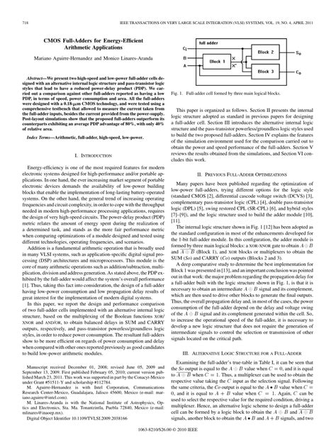 pdf cmos full adders for energy efficient arithmetic applications