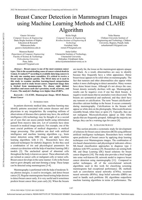 Pdf Breast Cancer Detection In Mammogram Images Using Machine