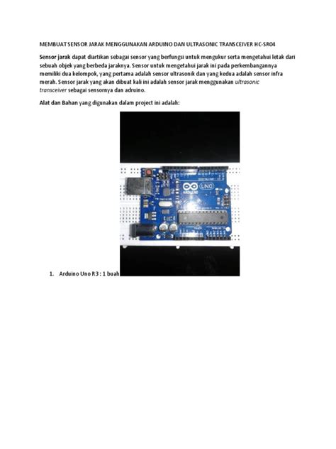 Membuat Sensor Jarak Menggunakan Arduino Dan Ultrasonic Transceiver Hc Pdf