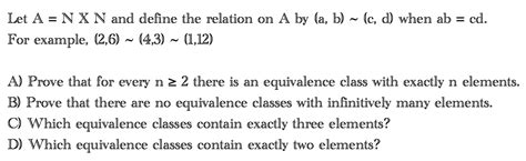 solved let a nn and define the relation on a by a b ∼ c d