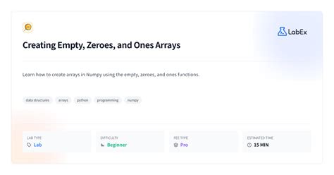 Creating Empty Zeroes And Ones Arrays In Numpy Labex
