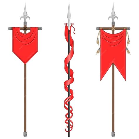 Premium Vector Three Types Of Medieval Pennant On A Spear