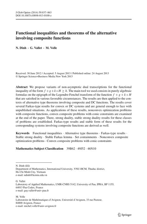 Pdf Functional Inequalities And Theorems Of The Alternative Involving Composite Functions