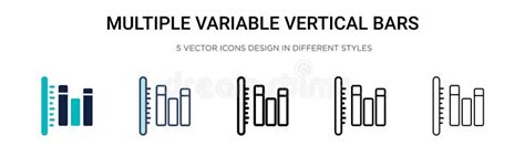 Multiple Variable Vertical Bars Icon In Filled Thin Line Outline And