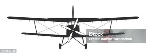 평면 레트로 프로펠러 비행기 비행기 실루엣 정면보기 벡터 이미지 개념에 대한 스톡 벡터 아트 및 기타 이미지 개념 거미줄