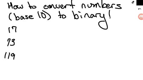 Converting Positive Integers Base 10 Into Binary Code Youtube
