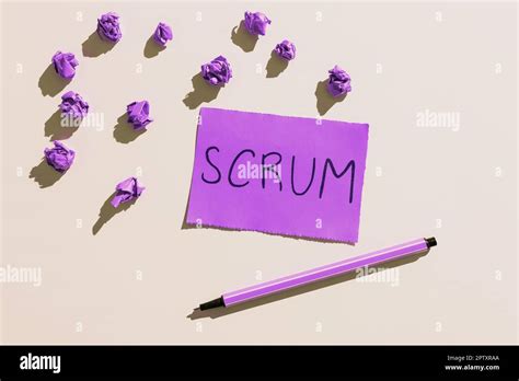 Text Caption Presenting Scrum Word Written On Handwriting As Distinct