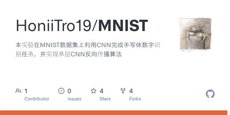 Github Honiitro19mnist 本实验在mnist数据集上利用cnn完成手写体数字识别任务，并实现单层cnn反向传播算法