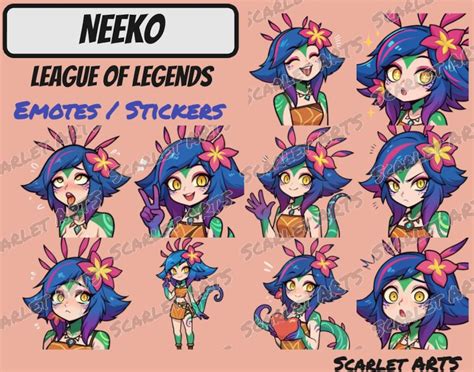 Neeko League Of Legends Emotes Stickers Anime Chibi Style Twitch