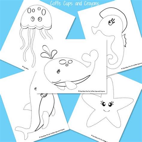 Ocean Animals Tracing Coloring Pages Coffee Cups And Crayons