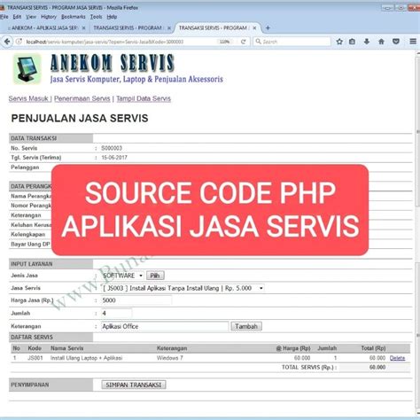 jual source code php program aplikasi jasa servis berbasis web php dan