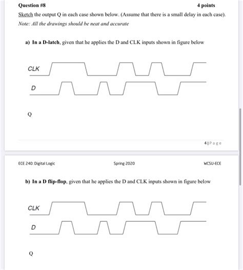 Solved Question 8 4 Points Sketch The Output Q In Each Case Chegg Com
