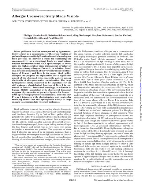 Pdf Allergic Cross Reactivity Made Visible Solution Structure Of