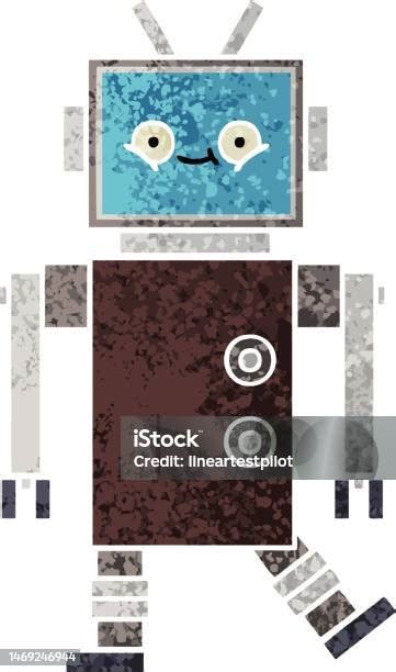 Ilustrasi Retro Gaya Kartun Robot Ilustrasi Stok Unduh Gambar Sekarang Bertekstur Buatan