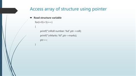 Pointer To Array And Structure Ppt