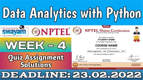 Nptel Data Analytics With Python Week 4 Assignment Answers 2022 Youtube