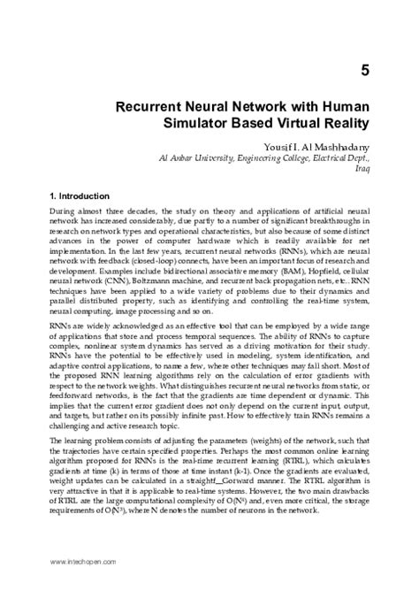 Pdf Intech Recurrent Neural Network With Human Simulator Based Virtual Reality