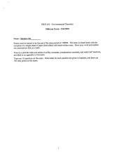 2017 Midterm Solution EECE 443 Environmental Chemistry Midterm Exam Fall 2010 Name Solution