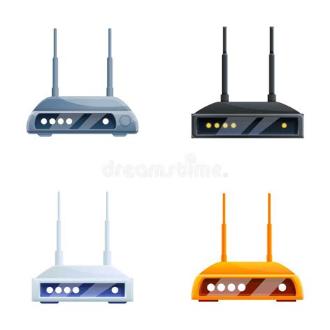 Router Icons Set Cartoon Vector Wireless Wi Fi Router Stock Vector Illustration Of Router