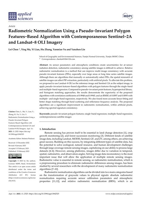 Pdf Radiometric Normalization Using A Pseudo−invariant Polygon