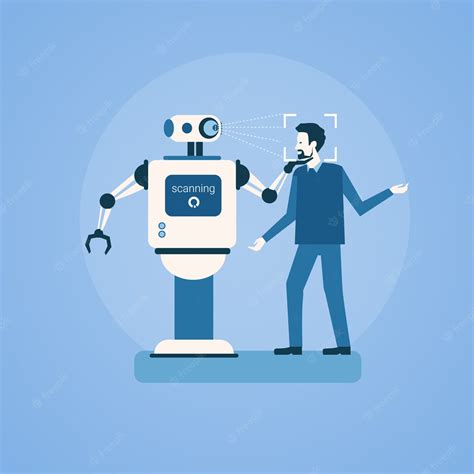 Premium Vector Robot Scanning Man Face Biometric Identification