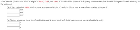 Solved Three Discrete Spectral Lines Occur At Angles Of