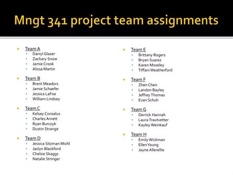 Ppt Mngt 341 Project Team Assignments Powerpoint Presentation Free Download Id 6837757