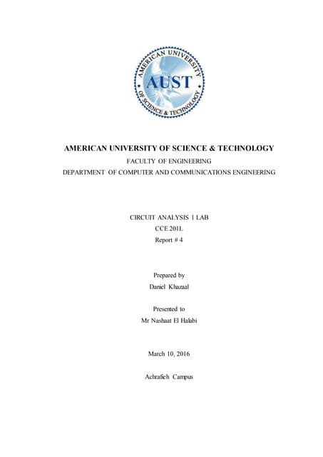 Electric Circuits 1 Lab Report Docx Physics Science
