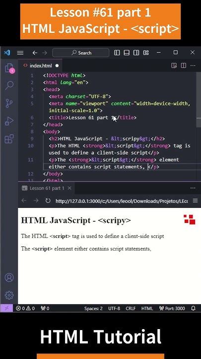html tutorial lesson 61 html javascript script element part 1