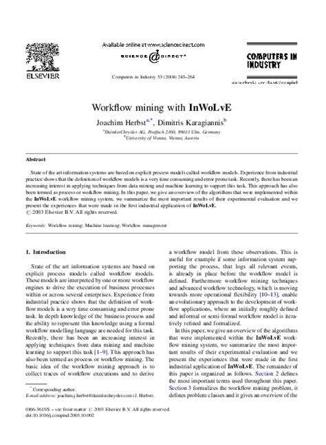 pdf workflow mining with inwolve joachim herbst