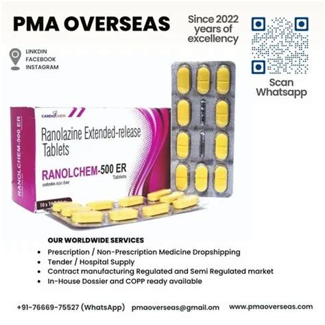 Ranolazine Extended Release Tablets 500mg At ₹ 1800 Box Ranolazine