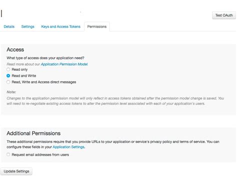 Javascript How To Request Write Permission Using Firebase Twitter Login Stack Overflow