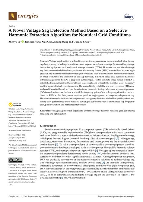 Pdf A Novel Voltage Sag Detection Method Based On A Selective