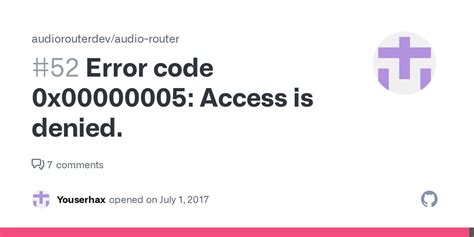 Error Code 0x00000005 Access Is Denied · Issue 52 · Audiorouterdev