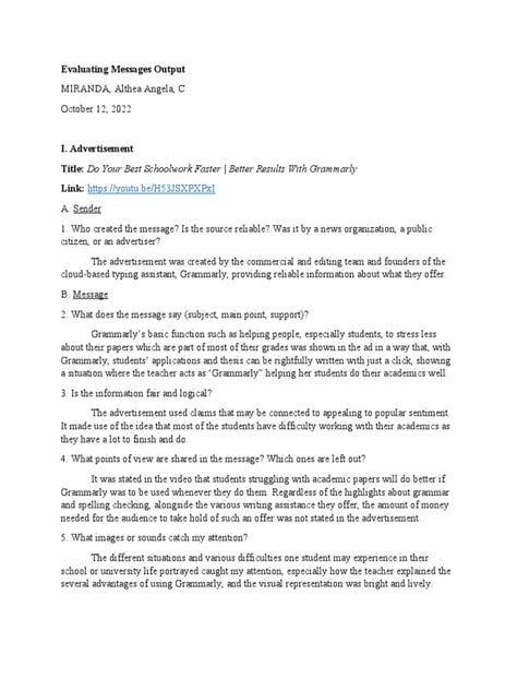 Evaluating Messages Output Pdf Advertising Mass Media