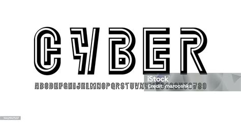 세그먼트 라인의 디지털 글꼴 알파벳 최소 기술 스타일 문자 및 숫자 3차원 형태에 대한 스톡 벡터 아트 및 기타 이미지 3차원 형태 가상현실 개념 Istock