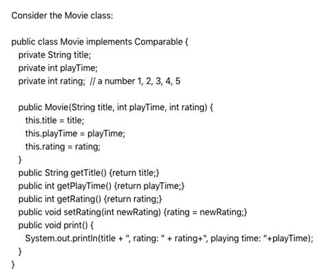 Solved Consider The Movie Class Public Class Movie