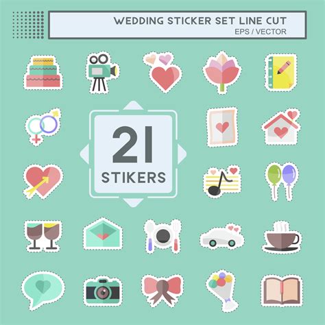 Wedding Sticker Line Cut Set Suitable For Mobile Apps Symbol Simple