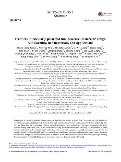 Pdf Frontiers In Circularly Polarized Luminescence Molecular Design Self Assembly