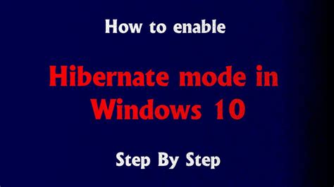 How To Enable Hibernate Mode In Windows Step By Step YouTube