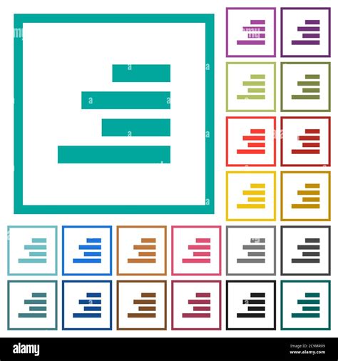 Text Align Right Flat Color Icons With Quadrant Frames On White Background Stock Vector Image