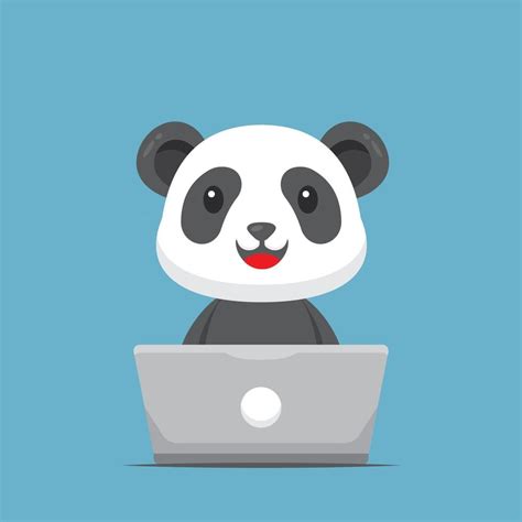 Cute Panda Working With Laptop 2852165 Vector Art At Vecteezy