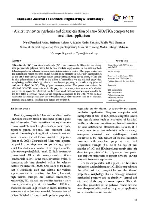 Pdf A Short Review On Synthesis And Characterisation Of Nano Sio2 Tio2 Composite For