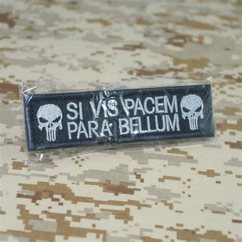 Si Vis Pacem Para Bellum Punisher Geborduurde Zwarte Patch Met Klittenband
