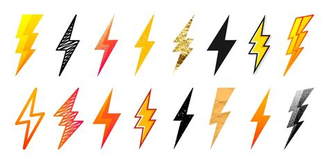 Lightning Bolt Icons Collection Golden Grunge Vector Image