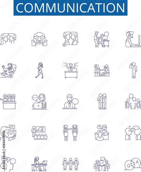 Communication Line Icons Signs Set Design Collection Of Speech Writing Listening Signals