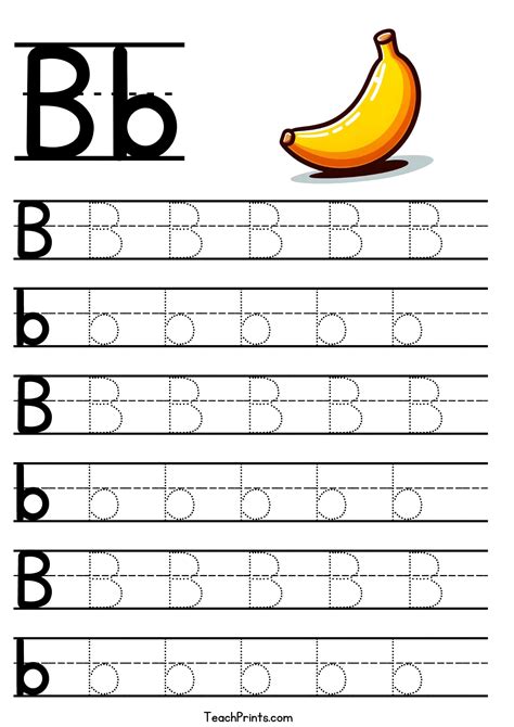 Letter B Tracing Worksheet Free Printables Teach Prints