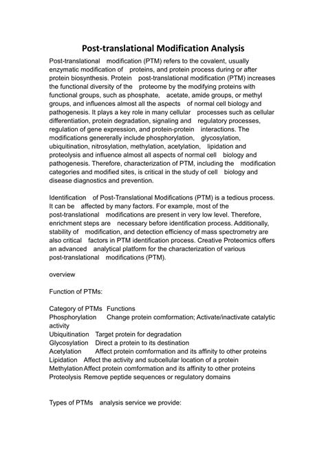 Ppt Post Translational Modification Analysis Powerpoint Presentation