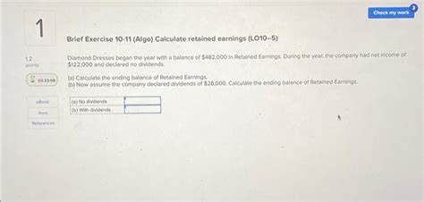 Solved Brief Exercise Algo Calculate Retained Chegg