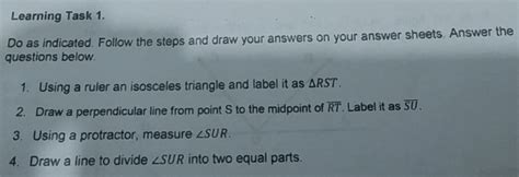 Solved Learning Task 1 Do As Indicated Follow The Steps And Draw